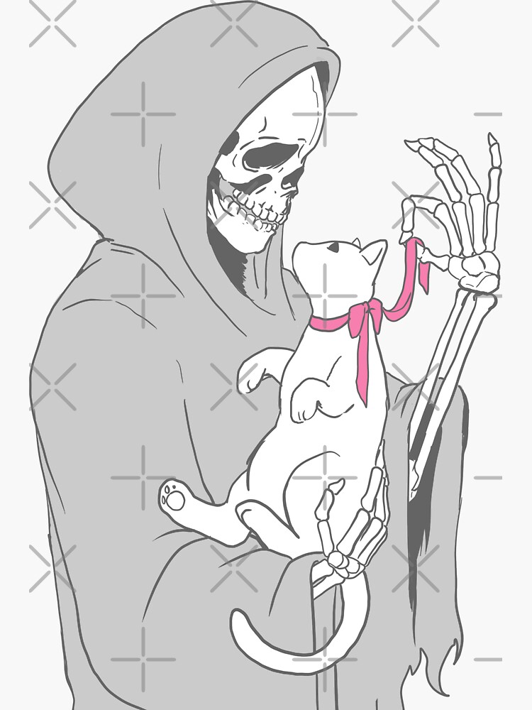 "Reaper with kitten" Sticker for Sale by JennyJinya | Redbubble