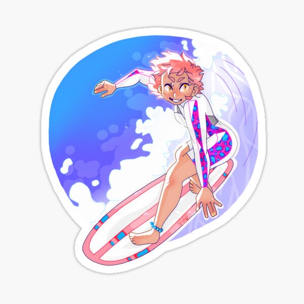 "Surfer Ashido! " Sticker for Sale by ArtzyPaw | Redbubble