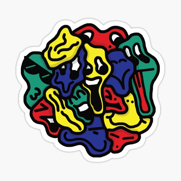 "Colorful Smiley gang illustration with different expressions" Sticker ...