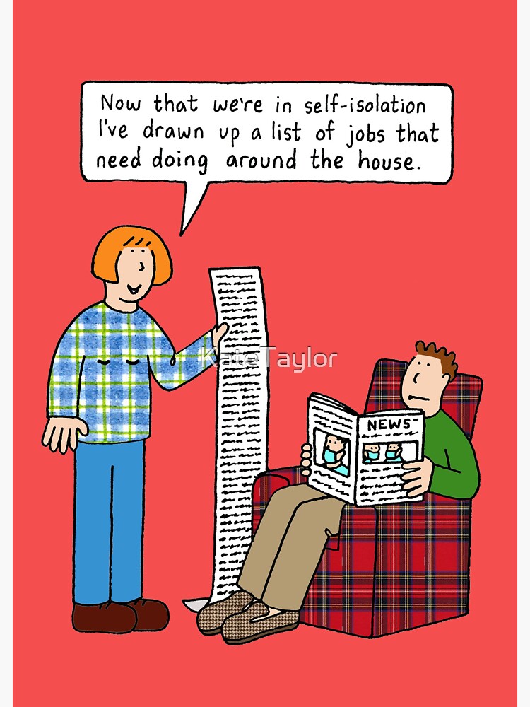 "Covid 19 Self-isolation Cartoon Couple Humor" Sticker for Sale by ...