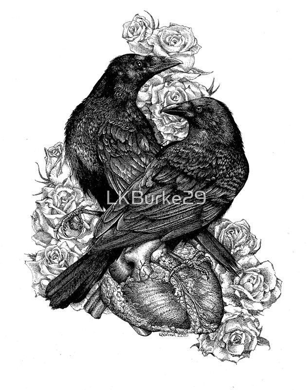 "Crows with Heart and Roses" by LKBurke29 | Redbubble