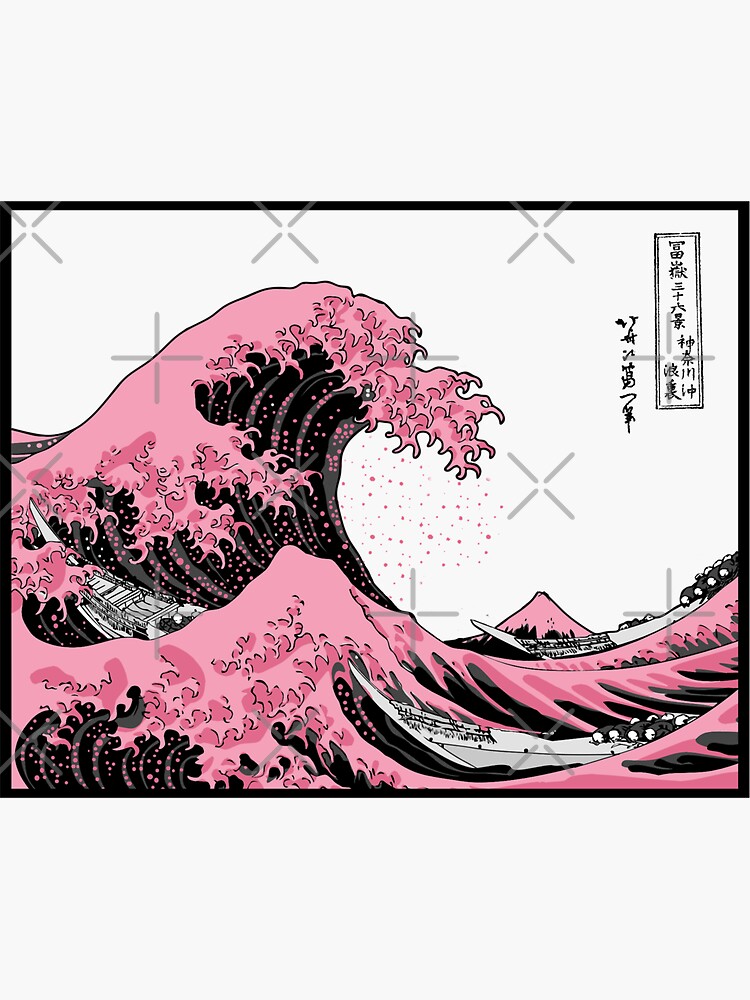 "Pink Great Wave Off Kanagawa" Sticker for Sale by Little Oni | Redbubble