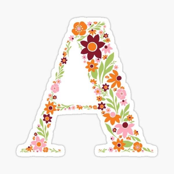 "Retro Floral Letter A" Sticker by zeljkica | Redbubble