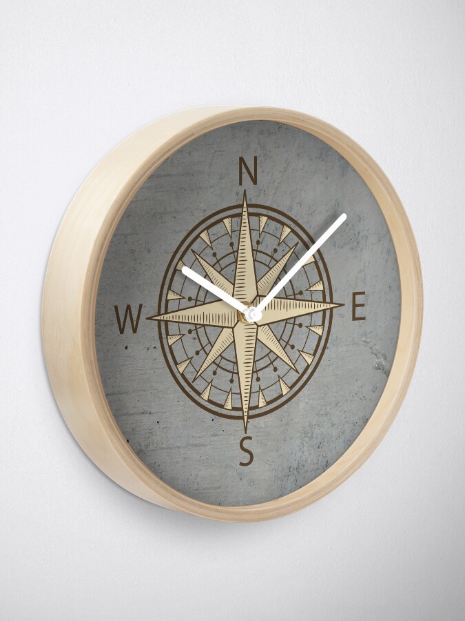 "Gray Compass" Clock for Sale by eybdesign | Redbubble