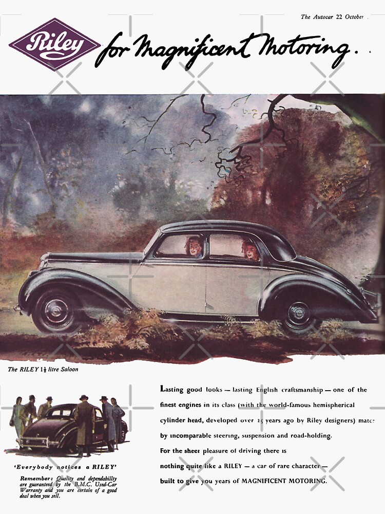 "RILEY 1 1/2 LITRE" Sticker by ThrowbackMotors | Redbubble
