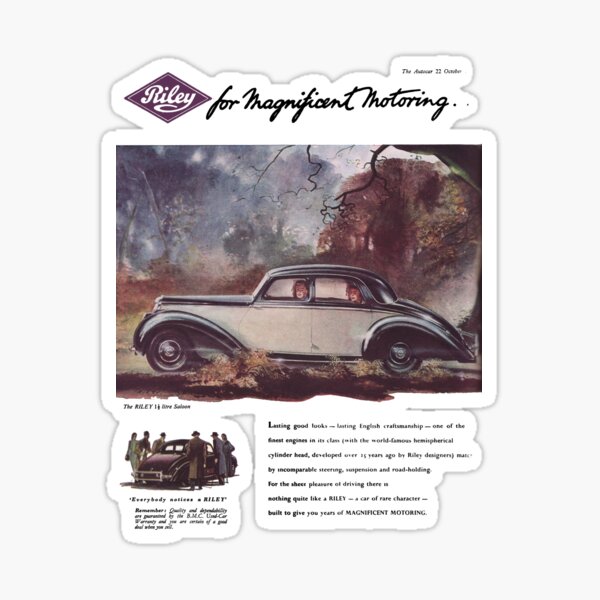 "RILEY 1 1/2 LITRE" Sticker by ThrowbackMotors | Redbubble