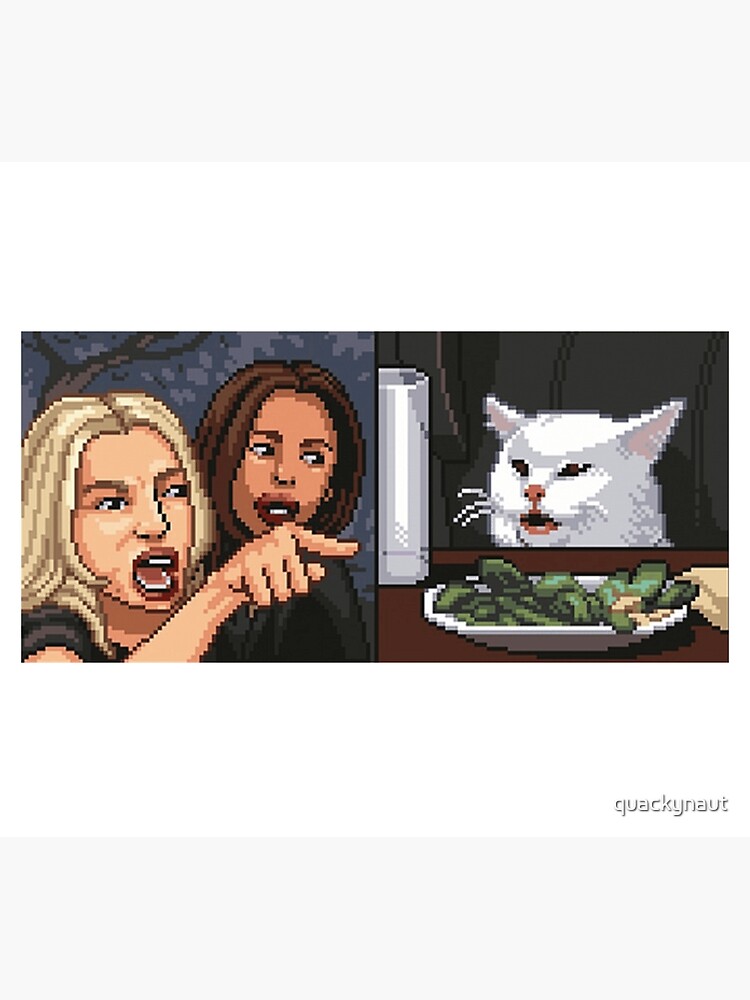 Póster «Gato gracioso en la mesa de la cena Meme» de quackynaut | Redbubble