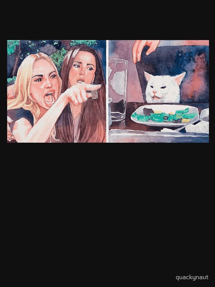 "Funny Cat at Dinner Table Meme" T-shirt for Sale by quackynaut ...