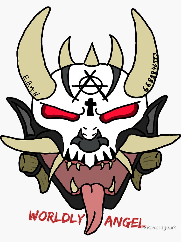 "Tech N9ne Oni Mask" Sticker for Sale by Notaverageart | Redbubble