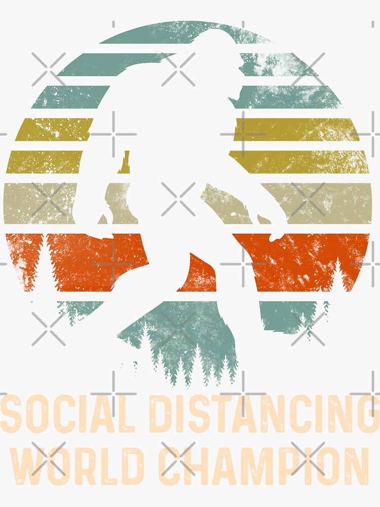 "Social Distancing Champion Vintage Sasquatch Bigfoot" Sticker for Sale ...