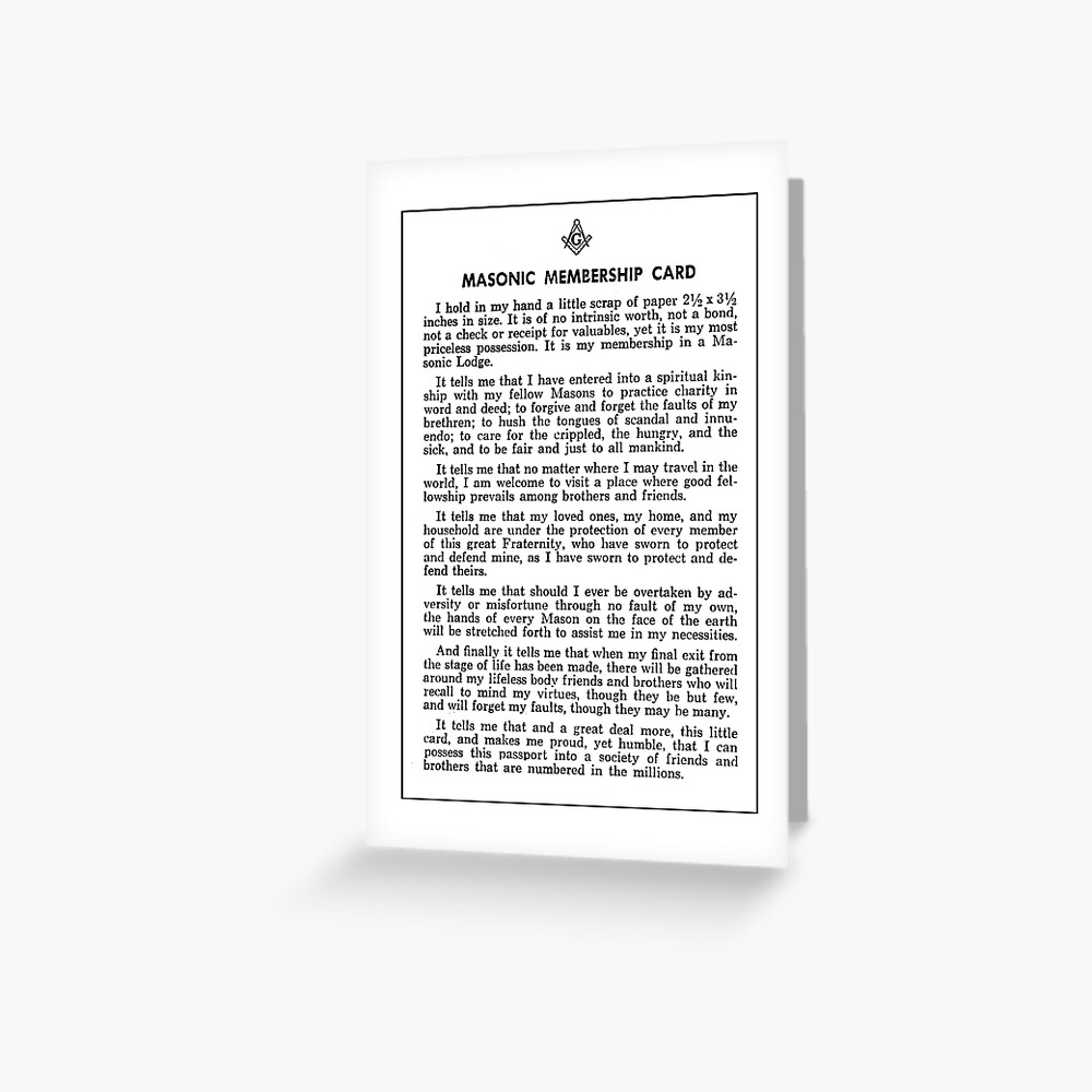 "Masonic Membership Card " Greeting Card for Sale by lawrencebaird ...