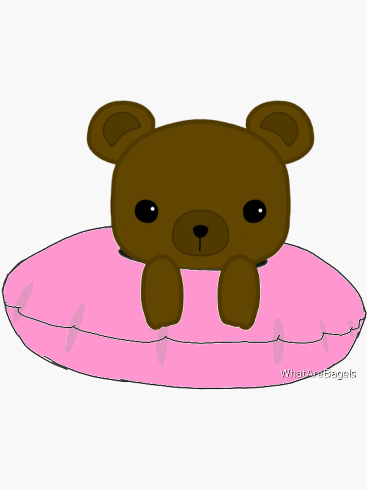"Bear in a Pool Floaty" Sticker for Sale by WhatAreBagels | Redbubble