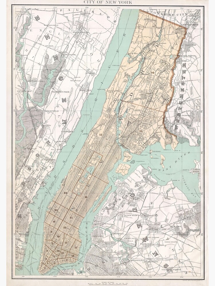 "Vintage Map of New York City (1895)" Photographic Print for Sale by ...