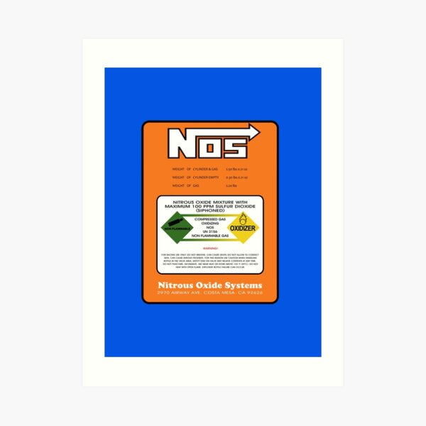 "NOS Nitrous Bottle Label (Small)" Art Print for Sale by Haxyl | Redbubble