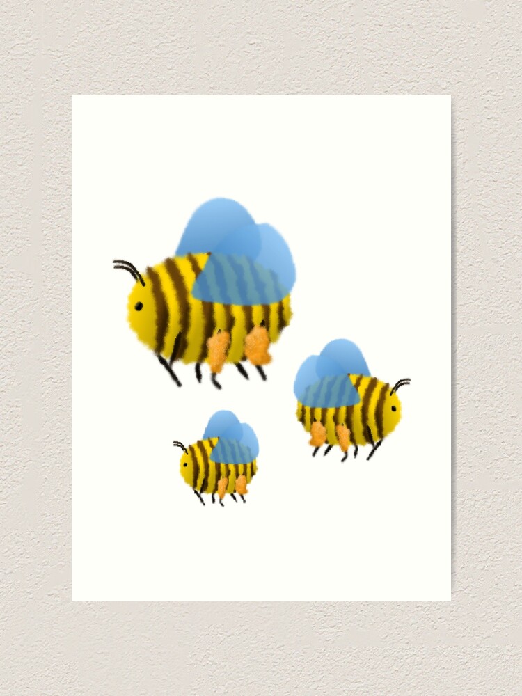 "Fuzzy Bees With Pollen Artwork" Art Print by HoneyMac-Art | Redbubble