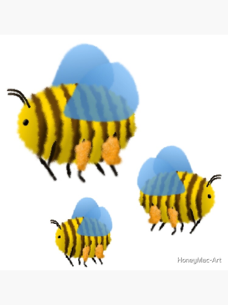 "Fuzzy Bees With Pollen Artwork" Art Print by HoneyMac-Art | Redbubble