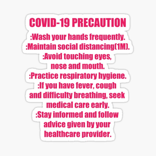"COVID-19 PRECAUTION " Sticker for Sale by ALAM08 | Redbubble