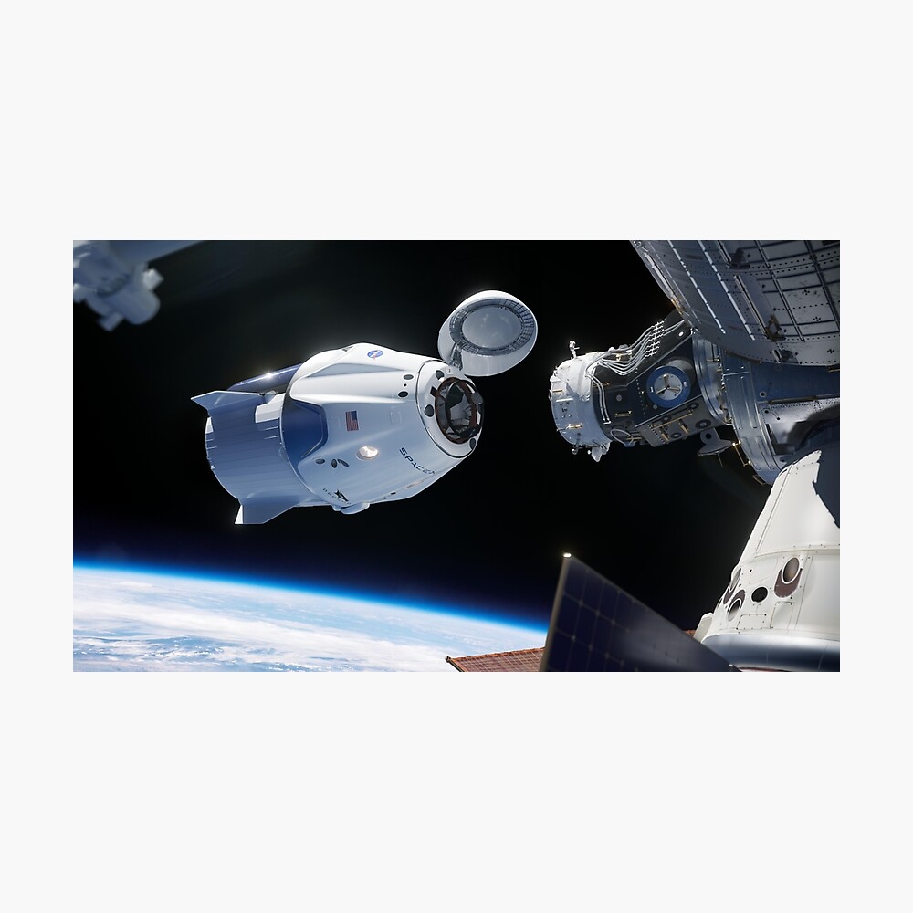 Prints Space Art Print SpaceX Dragon Craft Poster Digital Prints etna ...