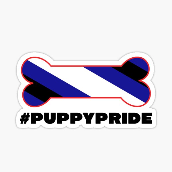 "#PuppyPride Pup Pride Flag in Dogbone in BlackLettering" Sticker by ...