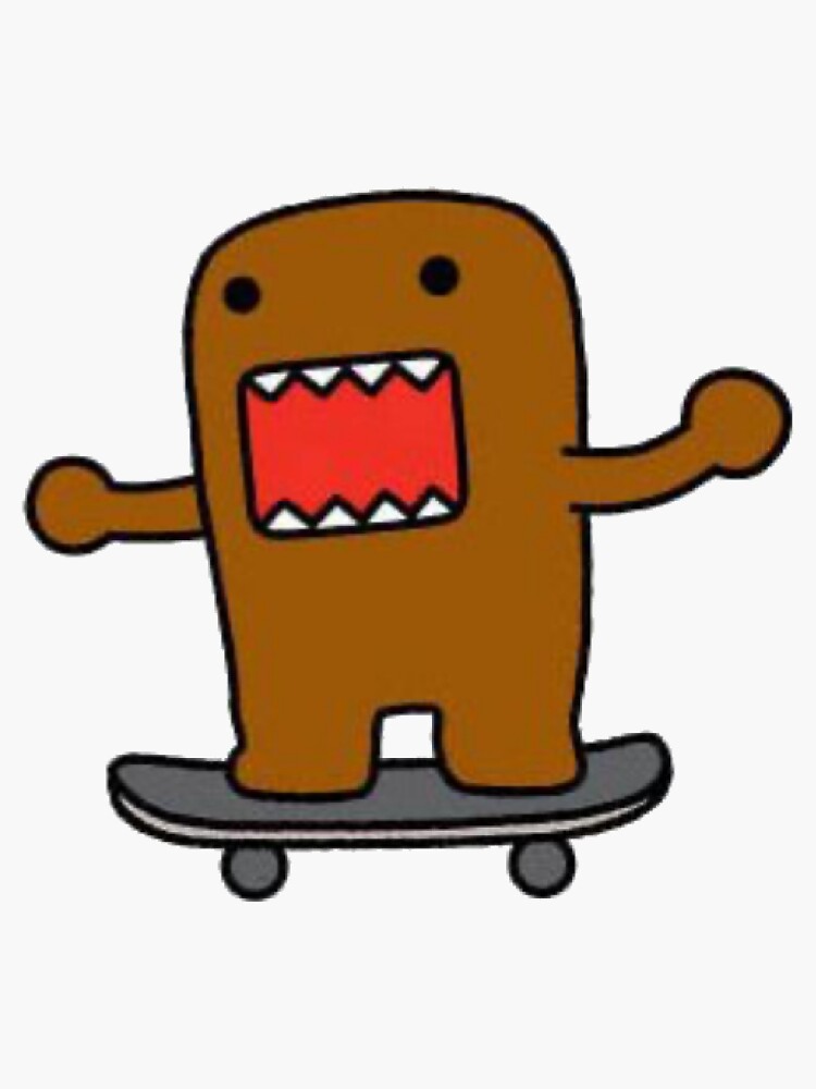"Domo riding a skateboard " Sticker for Sale by jannakate115 | Redbubble