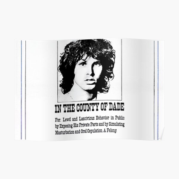Jim Morrison Miami Dade Mugshot 1968 Vintage Black And Whie