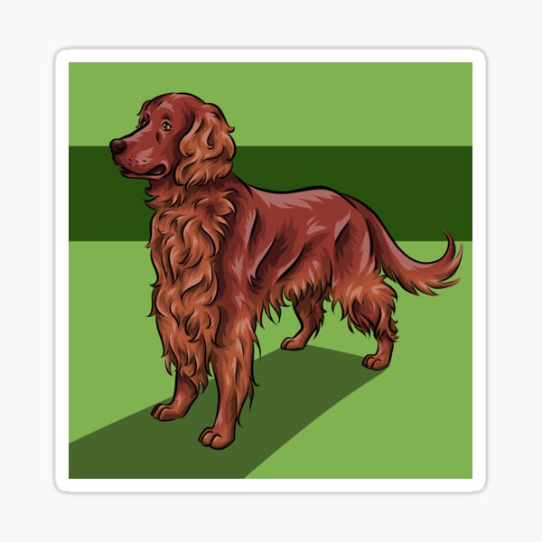 "Red Setter | Cartoon Dog Art | Green Background" Sticker for Sale by ...