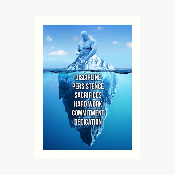 "Bodybuilding Chisel Sculpture Iceberg Motivational " Art Print by ...
