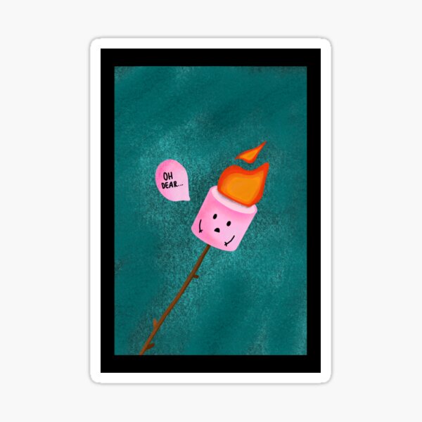 "scared marshmallow " Sticker for Sale by ejellinick | Redbubble