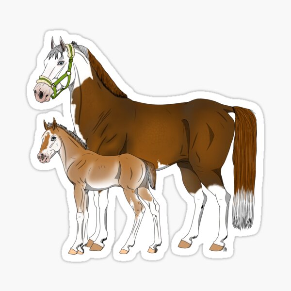 "Warmblood Mare and Foal 1: Dappled Chestnut Splash with Chestnut ...