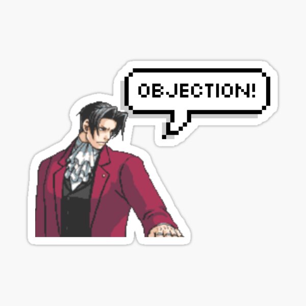 "OBJECTION Miles Edgeworth Ace Attorney" Sticker for Sale by ...