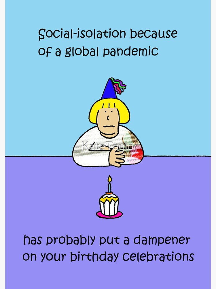 "Social-isolation Caronavirus Birthday Humor Cartoon" Sticker for Sale ...