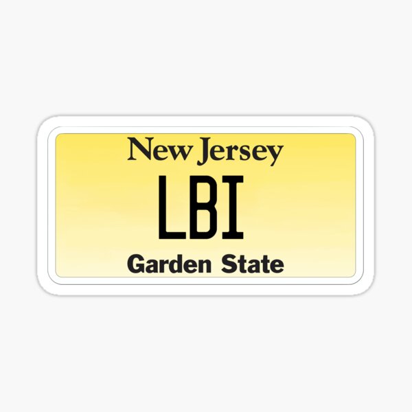 "long beach island (LBI) new jersey license plate" Sticker for Sale by ...