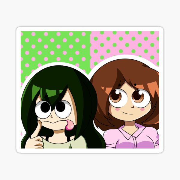 "Ochoco Ururaka and Tsuyu Asui" Sticker for Sale by cats-bro | Redbubble