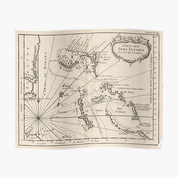 "Vintage Map of The Bahamas (1764)" Poster for Sale by BravuraMedia ...