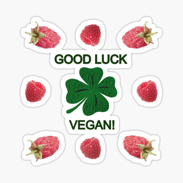 "Raspberry berries for good luck vegan " Sticker by ivanoel | Redbubble
