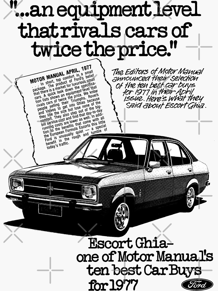 "FORD ESCORT GHIA" Sticker for Sale by ThrowbackM2 | Redbubble