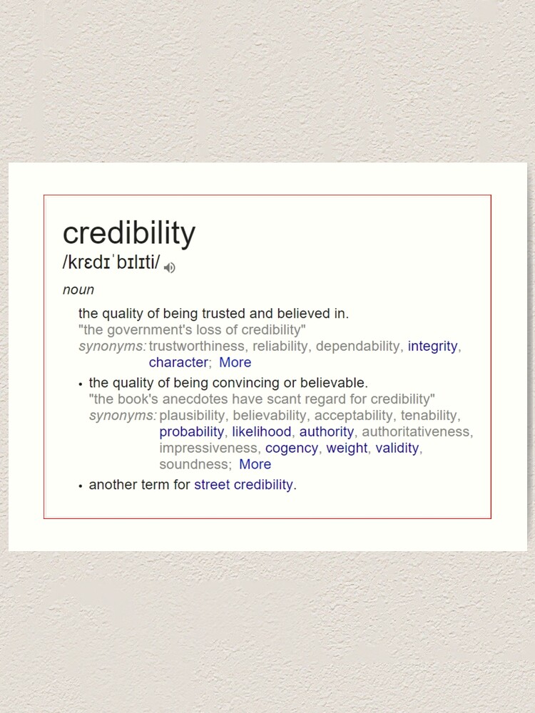 "What is meaning of credibility ?" Art Print for Sale by santoshputhran ...