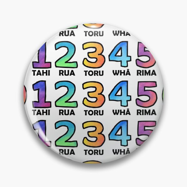 "Te Reo Maori - Numbers" Pin for Sale by Adrienne Body | Redbubble
