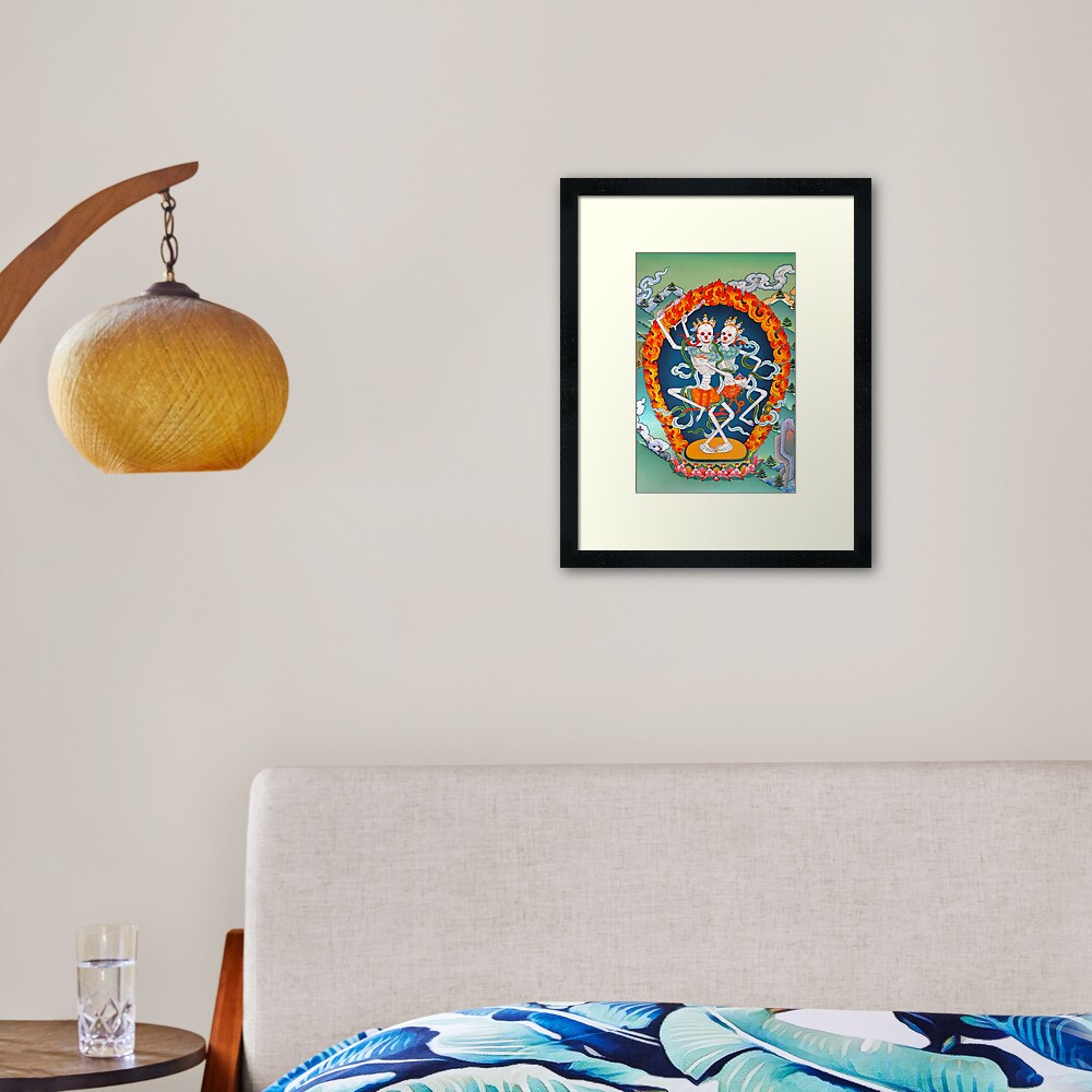 "Citipati Tibetan Buddhist Thangka - Dancing Skeletons - Poster" Framed ...