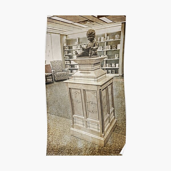 "Bronze Statue, Boy Reading Book, Kansas City Library, Grunge" Poster ...