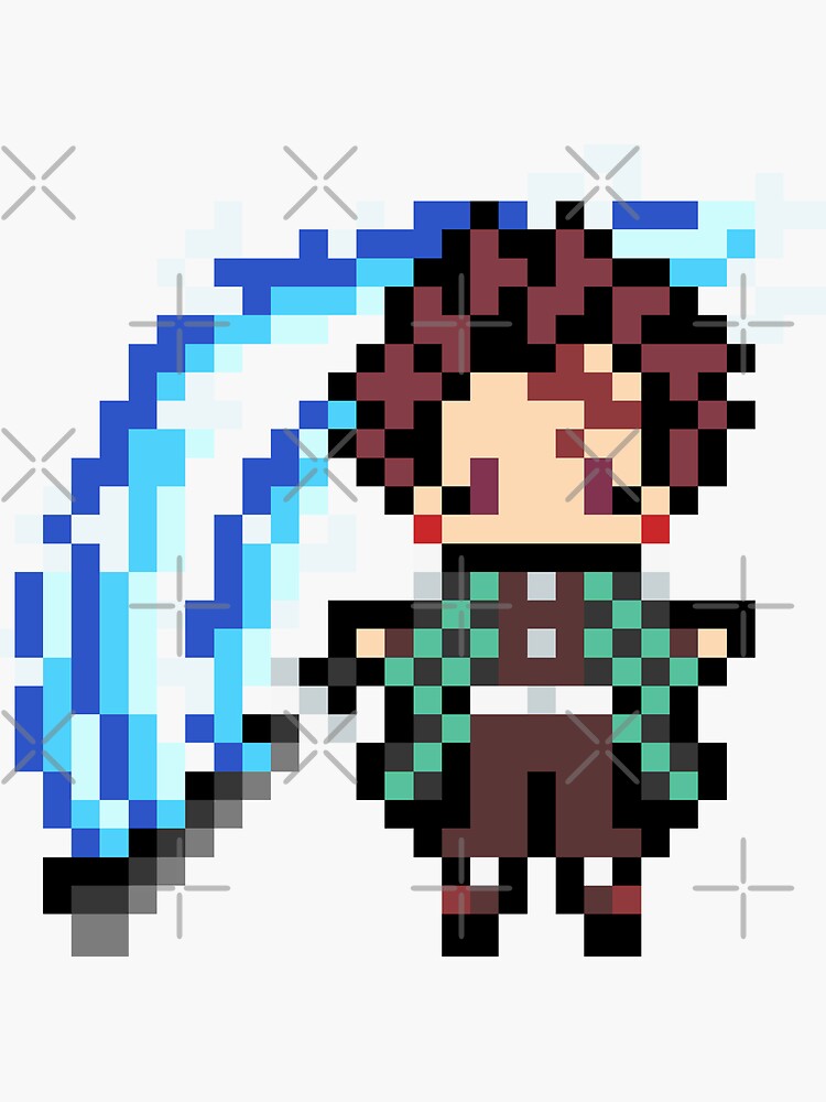 "Demon Slayer Kimetsu No Yaiba Pixel Tanjirou Kamado Sticker" Sticker ...