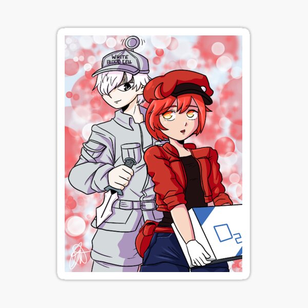 "White Blood Cell and Red Blood Cell (Cells at Work)" Sticker for Sale ...
