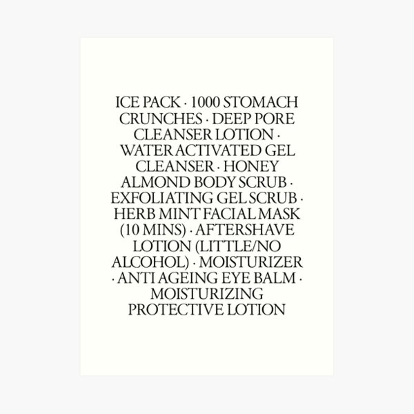 "Patrick Bateman Morning Routine" Art Print by JackCurtis1991 | Redbubble