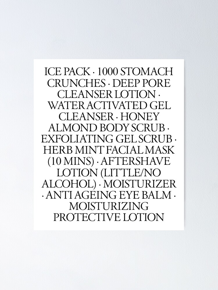 "Patrick Bateman Morning Routine" Poster for Sale by JackCurtis1991 ...