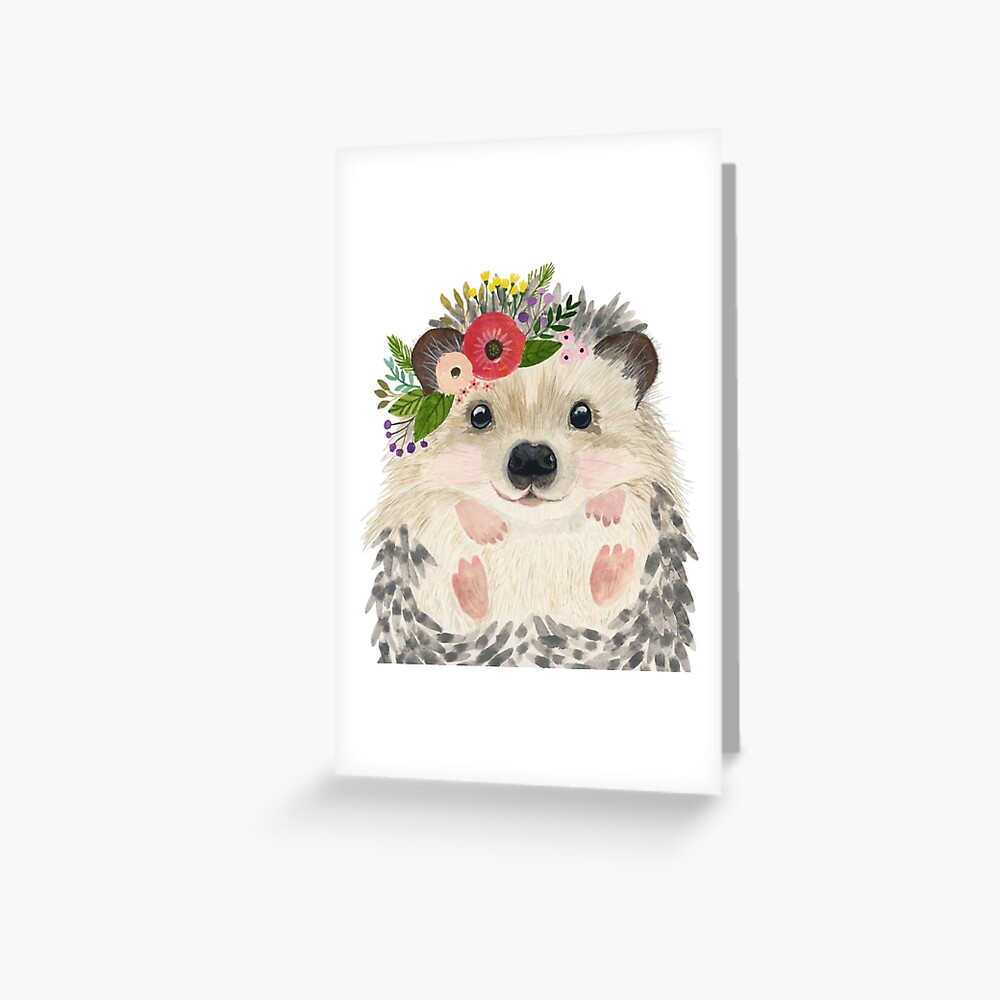 "Floral Hedgehog" Greeting Card for Sale by Skbohn | Redbubble