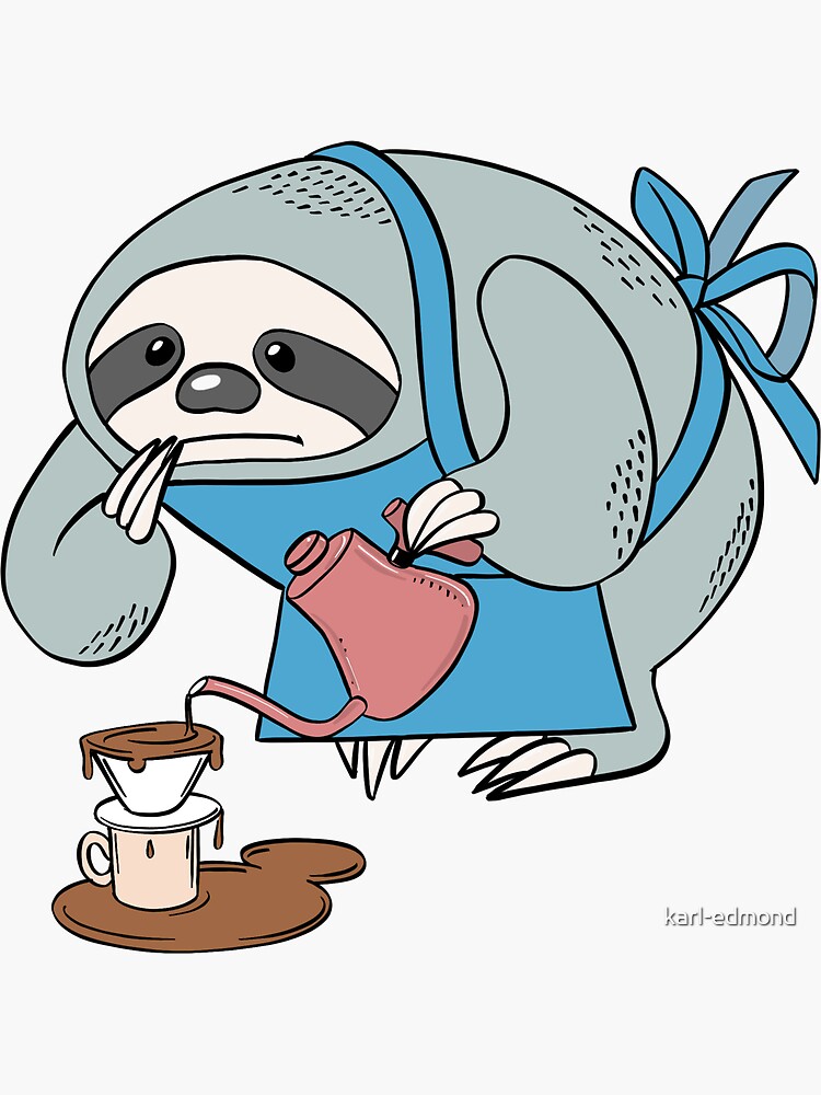 "coffee sloth" Sticker by karl-edmond | Redbubble
