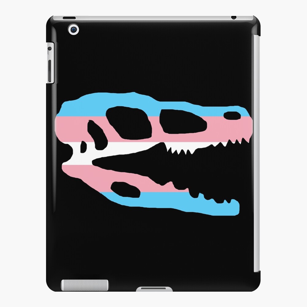 Dinosaur Velociraptor Skull In Transgender Pride Flag Colors Ipad