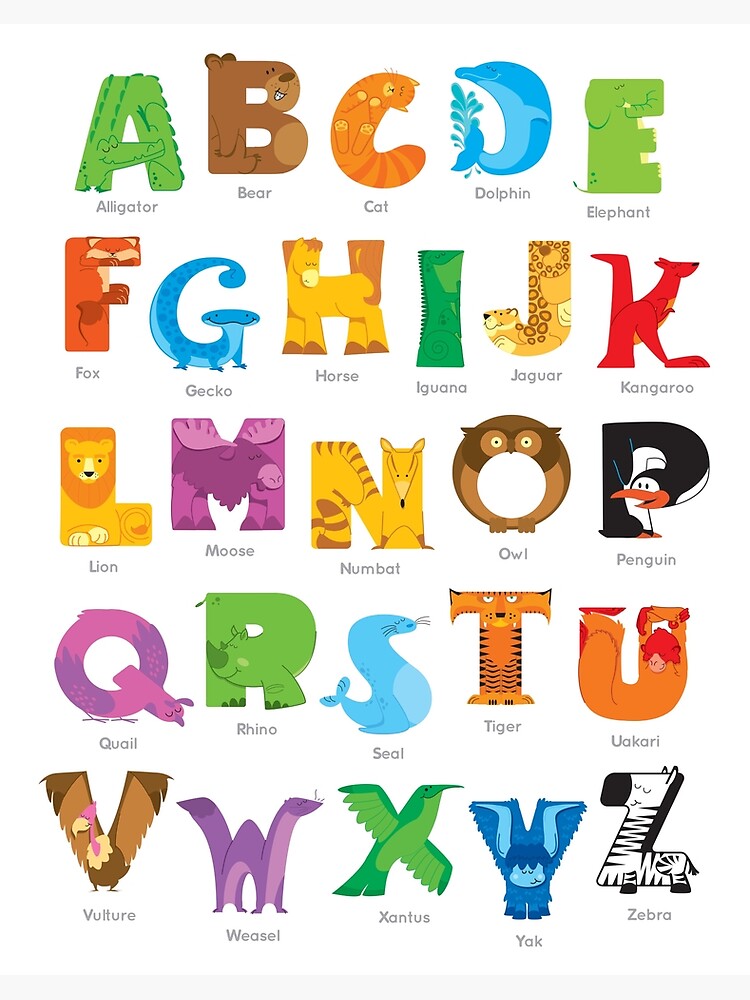 "ABC Animal Alphabet" Art Board Print for Sale by DavidCorrente | Redbubble