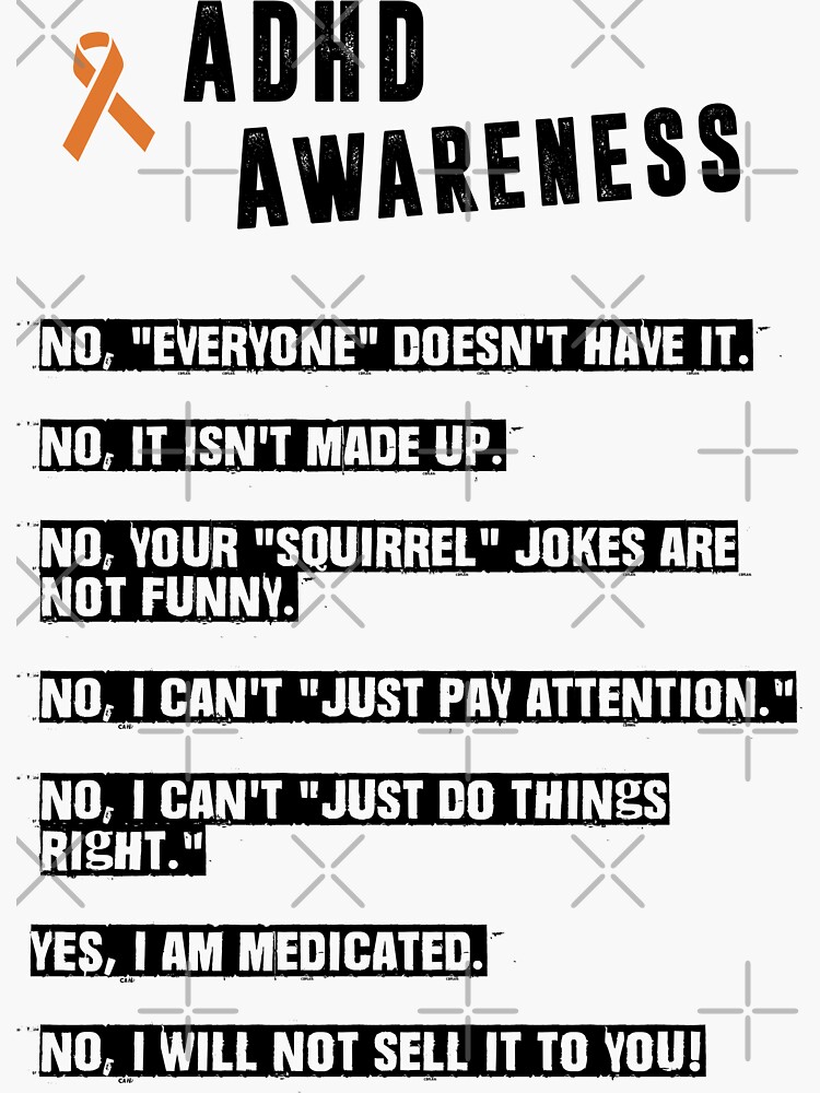 "ADHD Awareness - Orange Ribbon" Sticker for Sale by quinnhopp | Redbubble