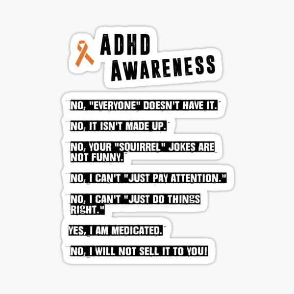 "ADHD Awareness - Orange Ribbon" Sticker for Sale by quinnhopp | Redbubble
